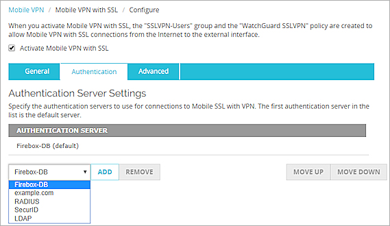 Firebox で Mobile VPN with SSL を手動で構成する
