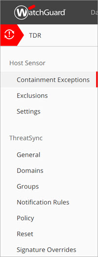 TDR WatchGuard Cloud UI のナビゲーション、フィルタ、および共通機能