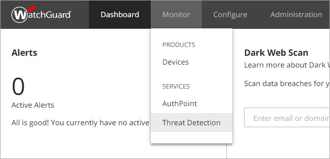 TDR WatchGuard Cloud UI のナビゲーション、フィルタ、および共通機能